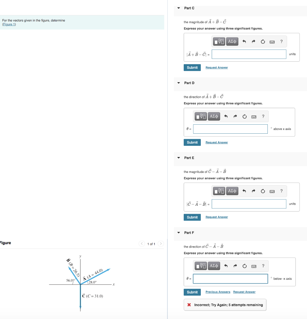 Solved the magnitude of A+B−C For the vectors given in the | Chegg.com