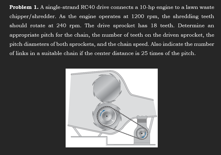 Solved Problem 1. A single-strand RC40 drive connects a | Chegg.com
