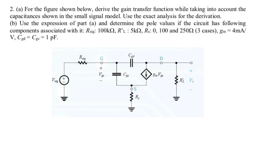 Solved 2. (a) For the figure shown below, derive the gain | Chegg.com