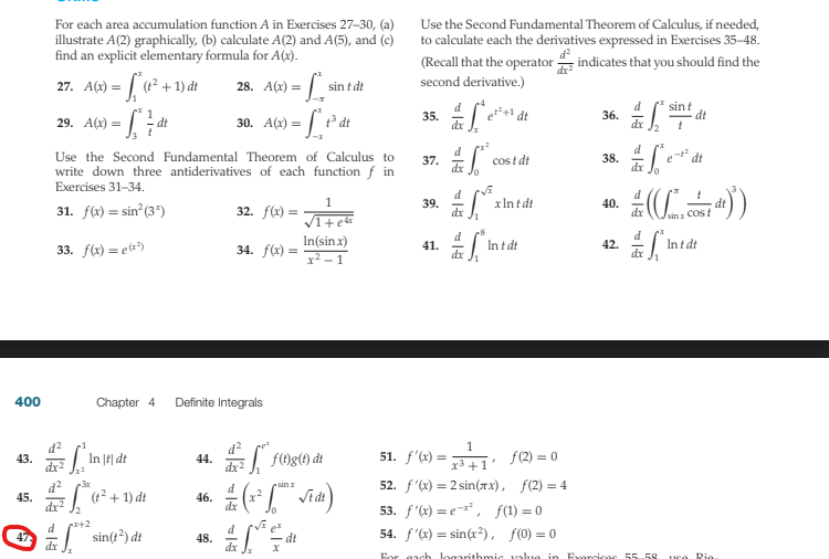 Solved For each area accumulation function A in Exercises | Chegg.com