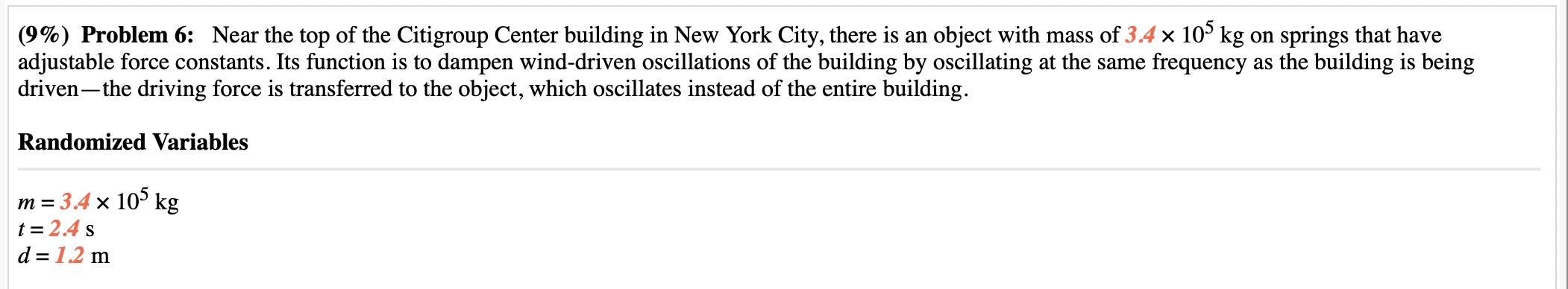 Solved (9\%) Problem 6: Near the top of the Citigroup Center | Chegg.com