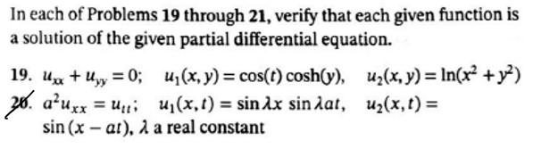 Solved In each of Problems 19 through 21 , verify that each | Chegg.com