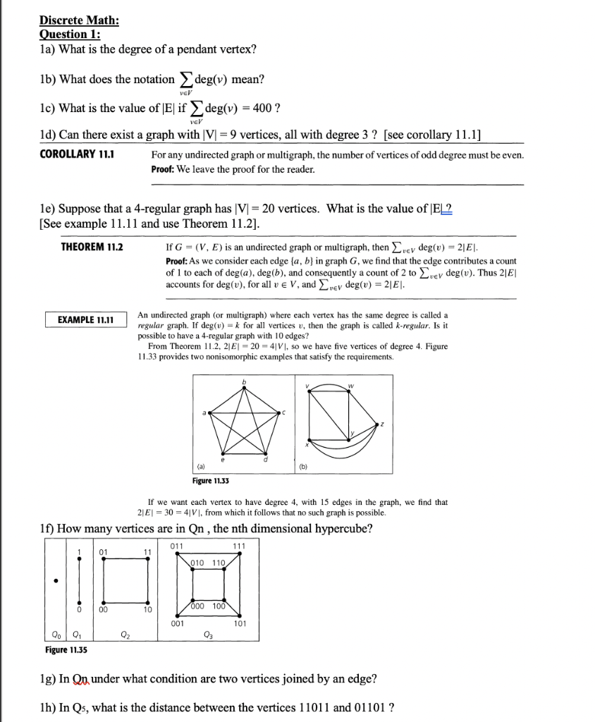 Solved Discrete Math: Question 1: 1a) What is the degree of | Chegg.com