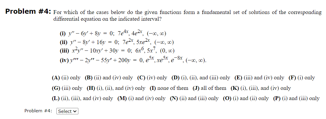 Solved Problem #4: For which of the cases below do the given | Chegg.com