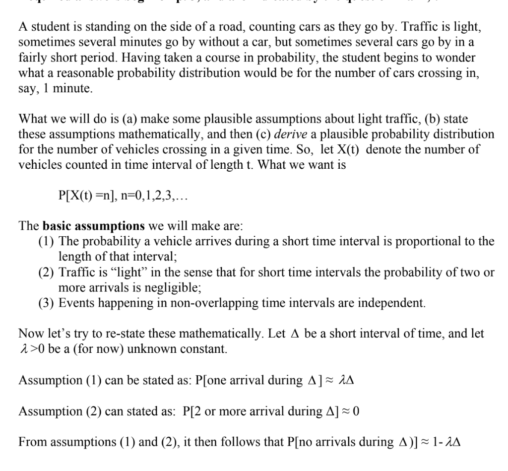 Solved A student is standing on the side of a road, counting | Chegg.com