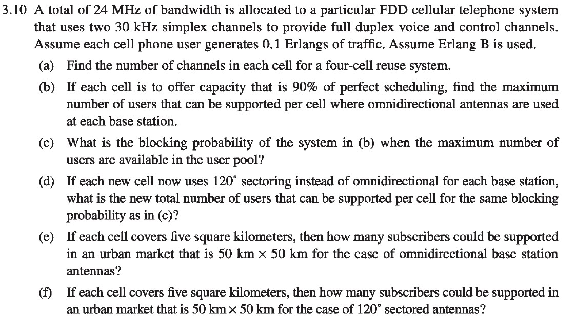 Solved 3.10 A total of 24 MHz of bandwidth is allocated to a | Chegg.com