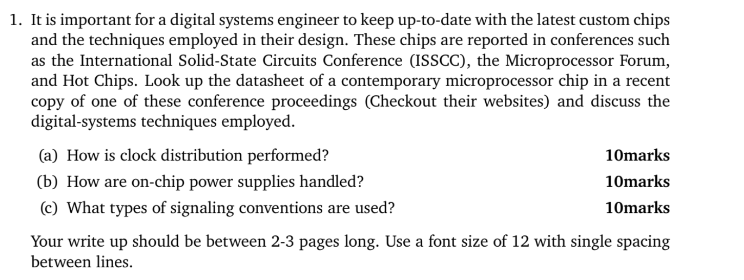 Solved 1. It is important for a digital systems engineer to | Chegg.com