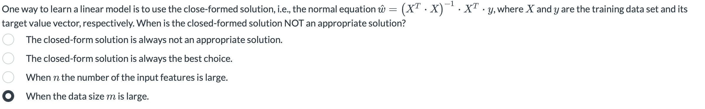 Solved One way to learn a linear model is to use the | Chegg.com