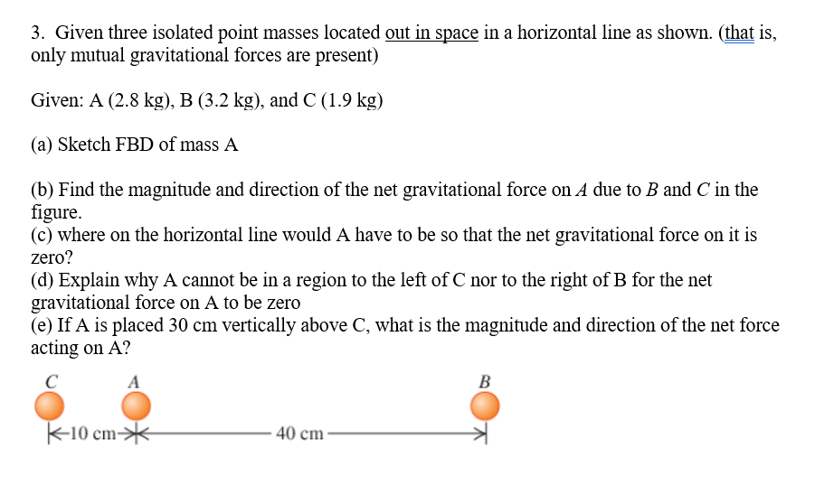 Solved 3. Given three isolated point masses located out in | Chegg.com