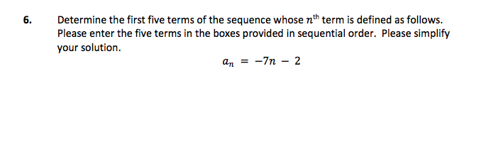 Solved Determine the first five terms of the sequence whose | Chegg.com