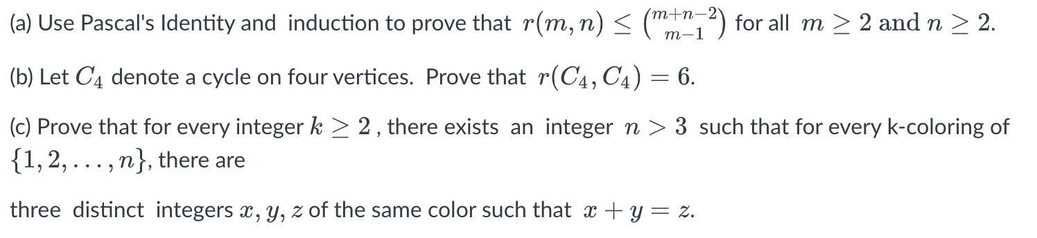 Solved (a) Use Pascal's Identity and induction to prove that | Chegg.com