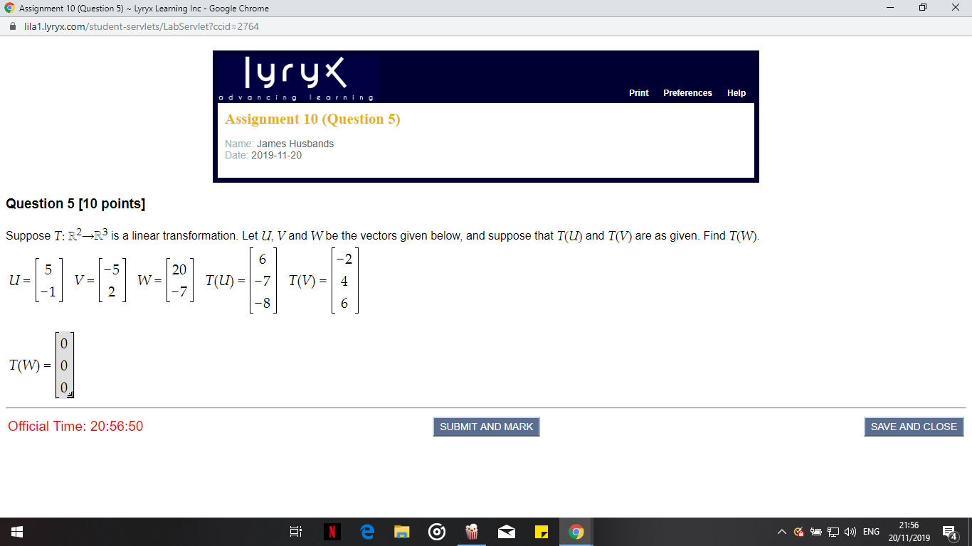 Solved x Assignment 10 (Question 5) - Lyryx Learning Inc - | Chegg.com