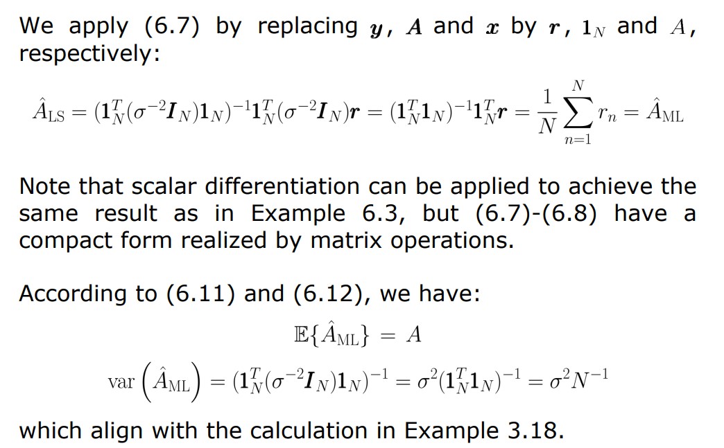 Solved Example 6.4 Show that the LS solution for Example 6.3 | Chegg.com