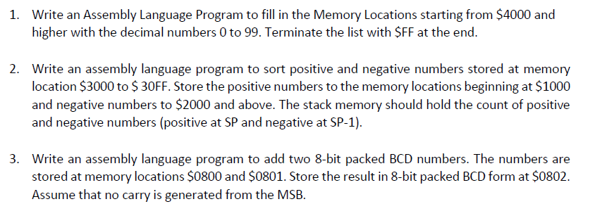 Using Instruction Set 68HC11, Write assembly | Chegg.com