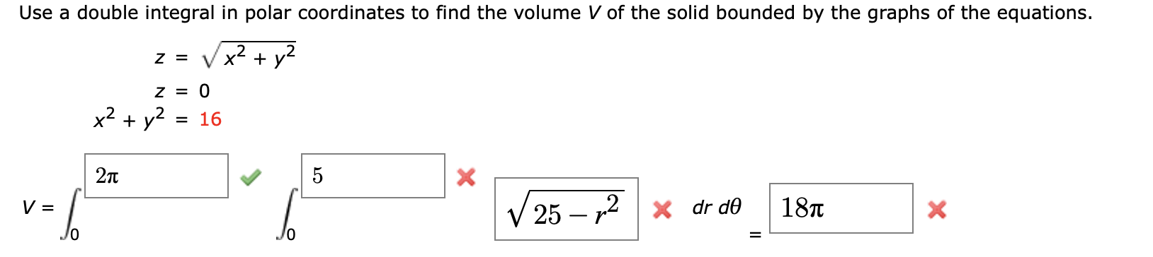 Solved N Use a double integral in polar coordinates to find | Chegg.com