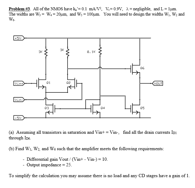 Solved Problem #3. ﻿All of the NMOS have | Chegg.com