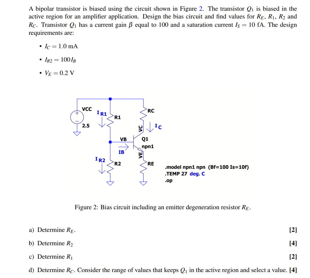 Solved A bipolar transistor is biased using the circuit | Chegg.com