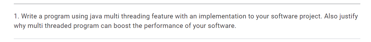 Solved 1. Write a program using java multi threading feature | Chegg.com