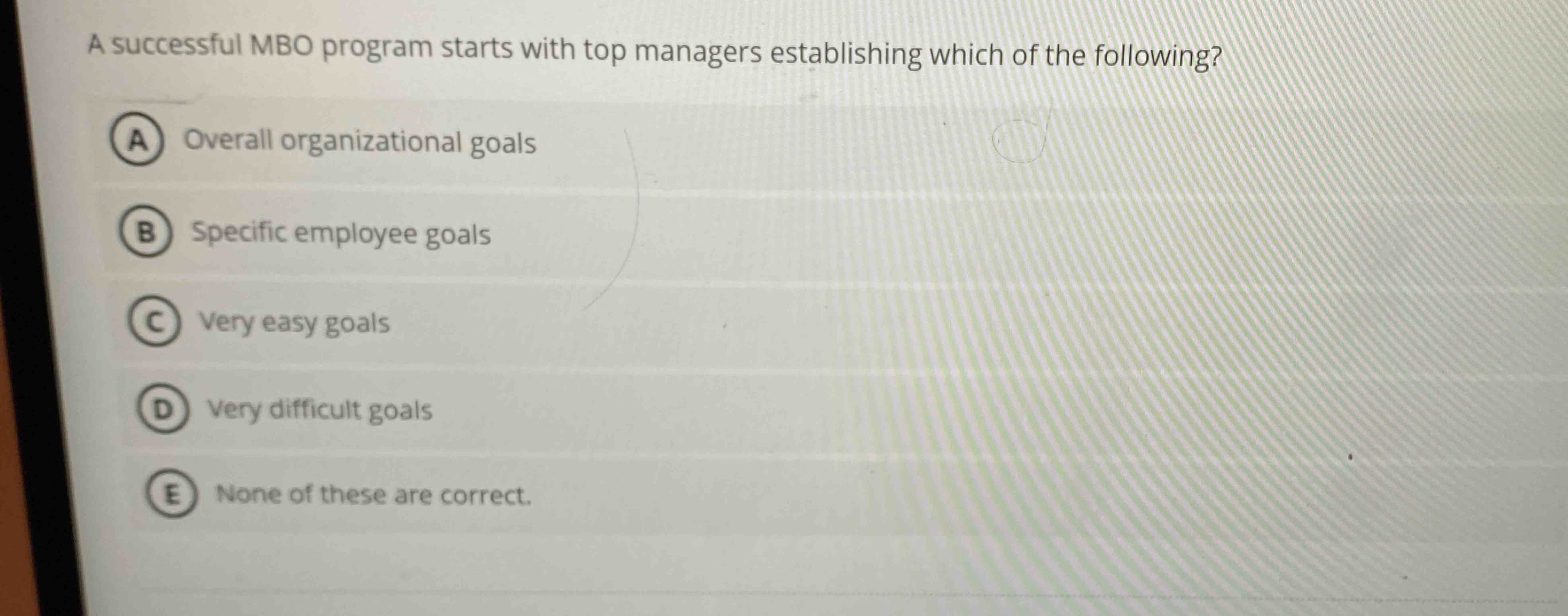 Solved A successful MBO program starts with top managers | Chegg.com