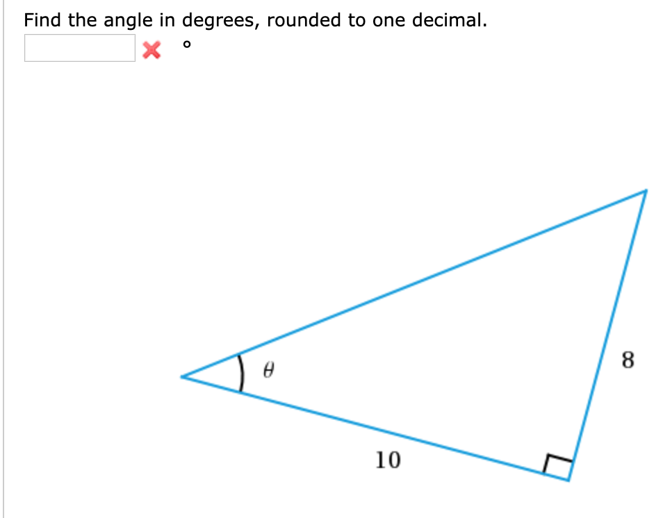 Solved Find the angle in degrees, rounded to one decimal 8 | Chegg.com