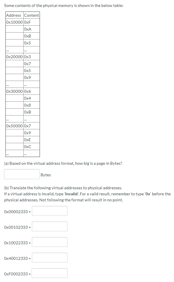 Address Translation Consider a computer with 32-bit | Chegg.com