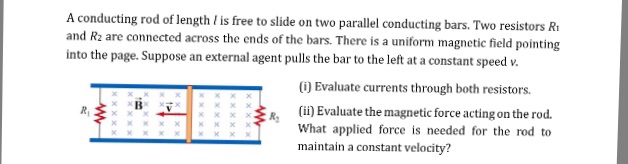 Solved A conducting rod of length l is free to slide on two | Chegg.com