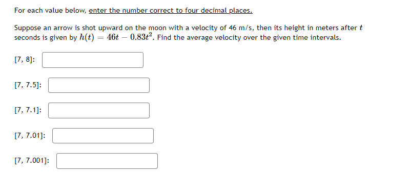 Solved For each value below, enter the number correct to | Chegg.com