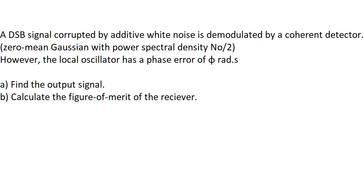 Solved A DSB signal corrupted by additive white noise is | Chegg.com