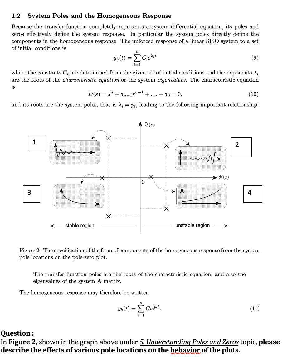 Solved 1.2 System Poles and the Homogeneous Response Because | Chegg.com
