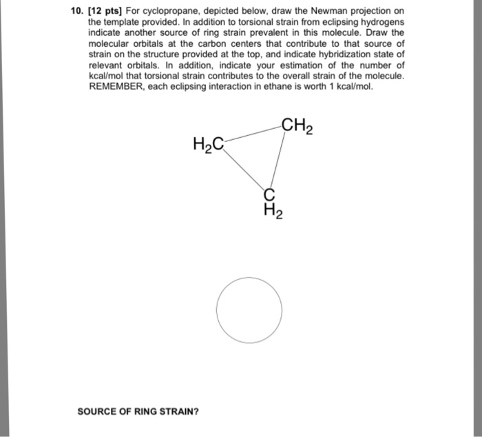 Solved For cyclopropane, depicted below, draw the Newman | Chegg.com