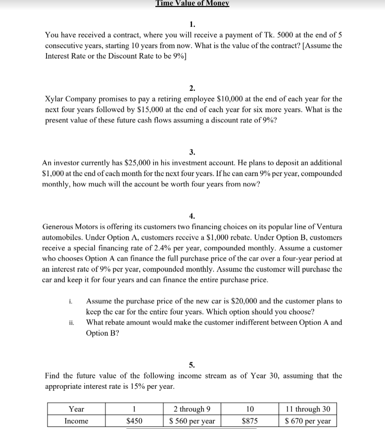Solved Time Value of Money 1. You have received a contract, | Chegg.com