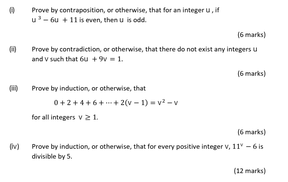 Solved (i) Prove by contraposition, or otherwise, that for | Chegg.com