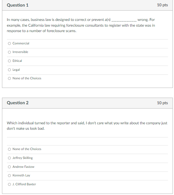 Solved In many cases, business law is designed to correct or | Chegg.com