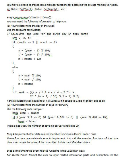 Solved Task: Calendar Project Requirements: Write a program | Chegg.com