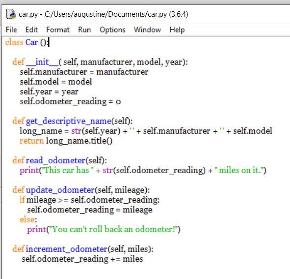 Solved car.py - C:/Users/augustine/Documents/car.py (3.6.4) | Chegg.com