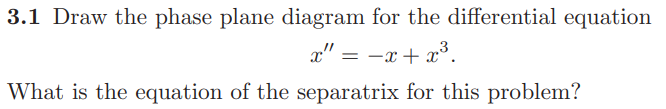 Solved 3.1 Draw the phase plane diagram for the differential | Chegg.com