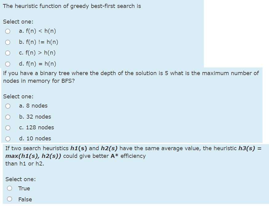 Solved The heuristic function of greedy best-first search is | Chegg.com