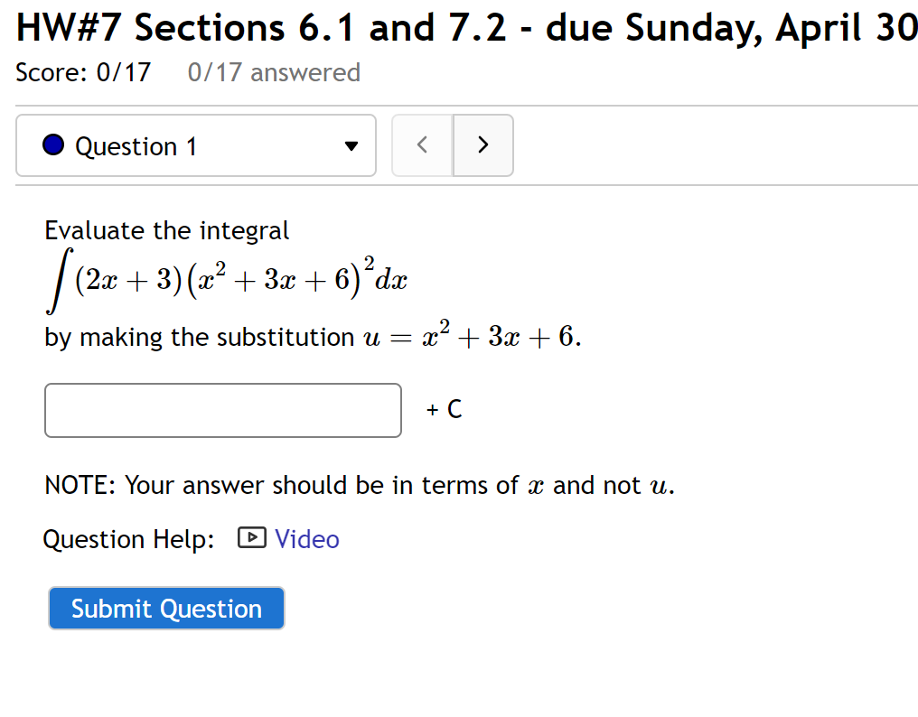 Solved HW\#7 Sections 6.1 and 7.2 - due Sunday, April 30 | Chegg.com