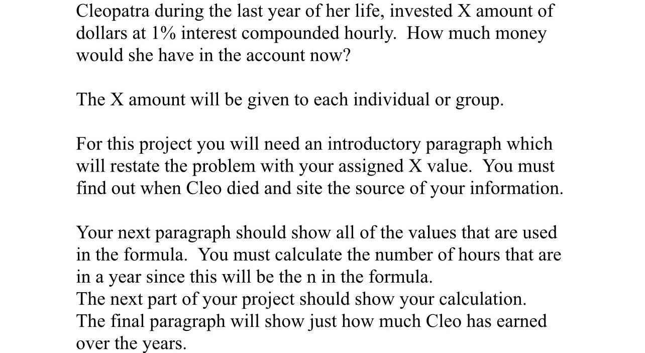 Solved Cleopatra during the last year of her life, invested | Chegg.com
