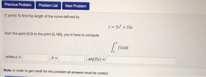 Solved Previous Problem Problem List Next Problerm (1 point) | Chegg.com