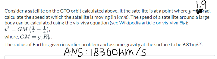 Solved Consider a GTO orbit (see Wikipedia article on GTO | Chegg.com
