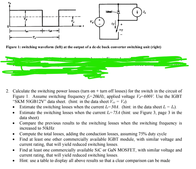 Solved 2. ﻿Calculate the switching power losses (turn on + | Chegg.com