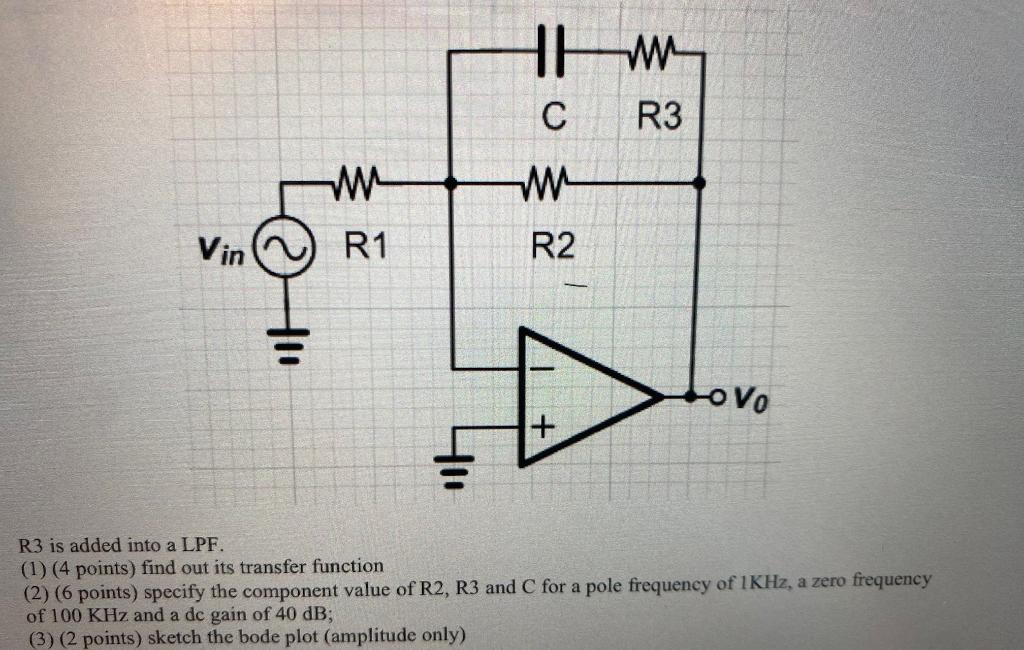 Solved R3 is added into a LPF. (1) (4 points) find out its | Chegg.com