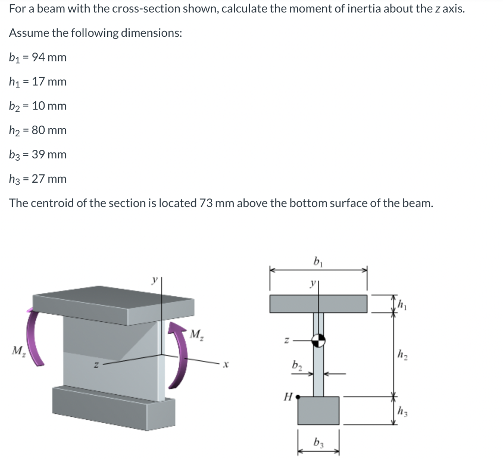 [Solved]: For a beam with the cross-section shown, calcula