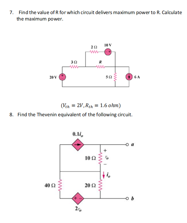 Solved 7. Find the value of \\( R \\) for which circuit | Chegg.com