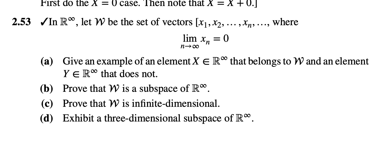 Solved First do the X=0 case. Then note that X=X+0.] InR∞, | Chegg.com