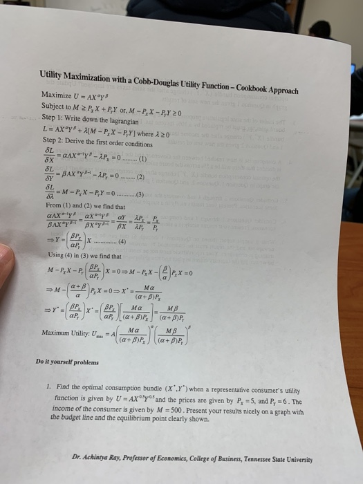 Solved Utility Maximization with a Cobb-Douglas Uitility | Chegg.com