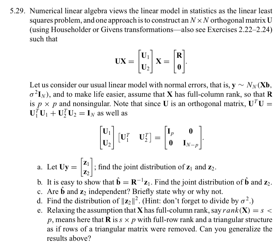 p5.29. ﻿Numerical linear algebra views the linear | Chegg.com