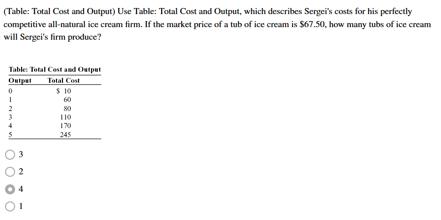 Solved (Table: Total Cost and Output) ﻿Use Table: Total Cost | Chegg.com