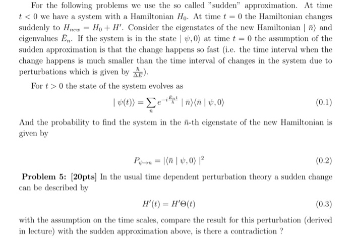 Solved For the following problems we use the so called | Chegg.com